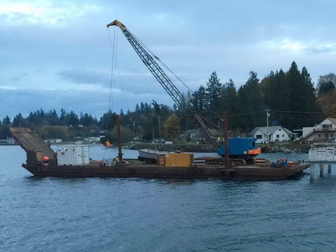 Barge Crane Skiff Push Boat